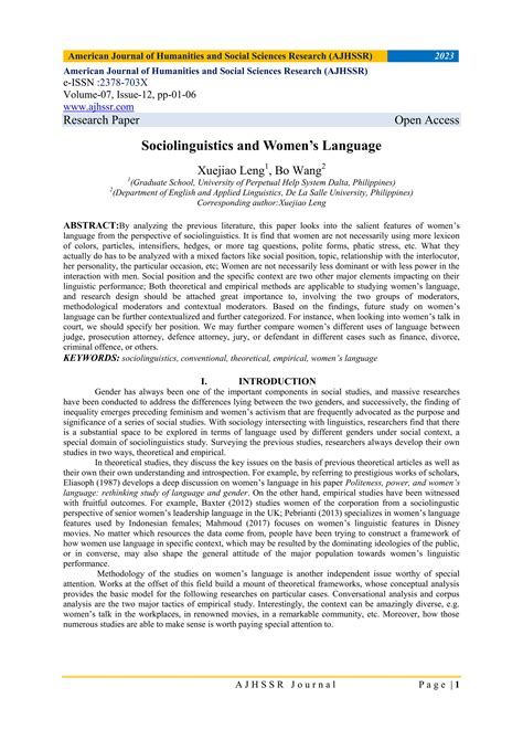 Sociolinguistics And Womens Language Pdf