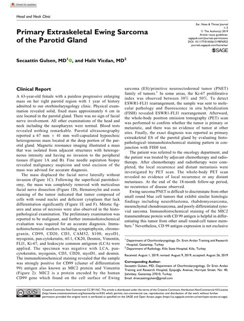 Pdf Primary Extraskeletal Ewing Sarcoma Of The Parotid Gland