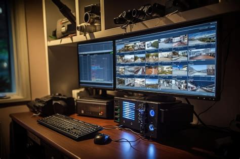 Premium Ai Image A Close Up Photo Of A Cctv Camera Monitor Displaying