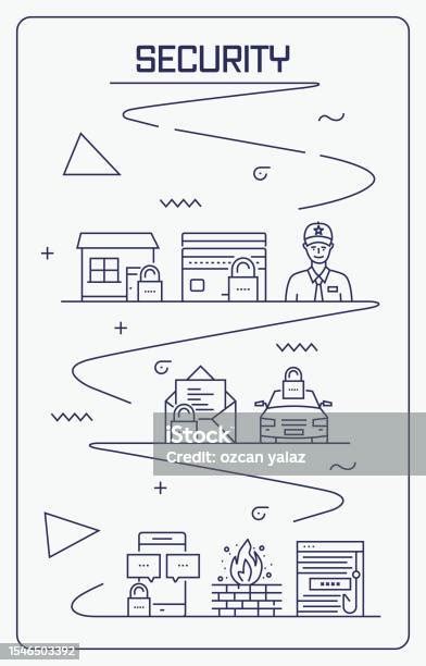 보안 인포그래픽 디자인은 편집 가능하며 색상을 변경할 수 있습니다 흰색 배경의 경로를 따르는 준비되고 세련된 디자인 아이콘 보안에 대한 스톡 벡터 아트 및 기타 이미지