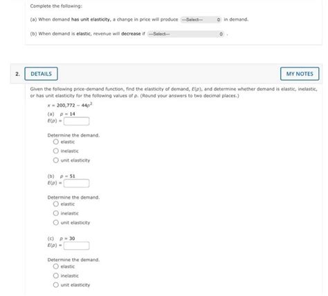 Solved Complete The Following A When Demand Has Unit Chegg Com