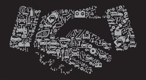 핸드셰이크 자동 수리 자동차와 자동차 벡터 아이콘 배경 악수에 대한 스톡 벡터 아트 및 기타 이미지 악수 후드 검정색 배경 Istock