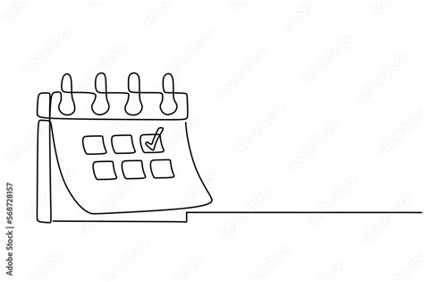 Calendar Continuous Line Drawing One Line Art Of Calendar Memorable Date Countdown Holiday