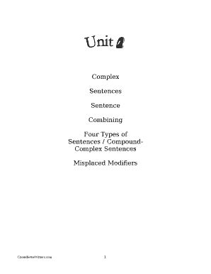 Complex Sentences Sentence Combining Doc Template PdfFiller