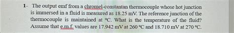 solved 1 ﻿the output emf from a chromel constantan