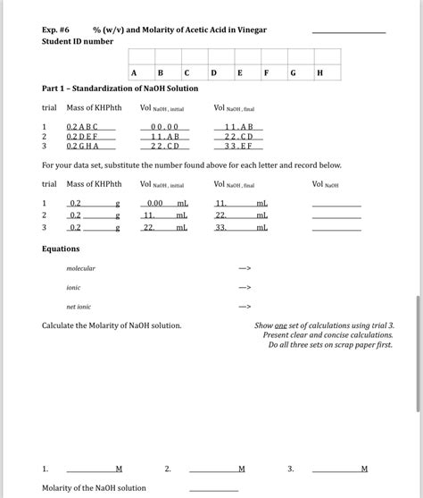 Calculate The Molarity Of NaOH Solution Show One Set Chegg