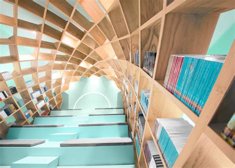 Wooden Gridshell Forms Shelves At Mexico Library By Anagrama