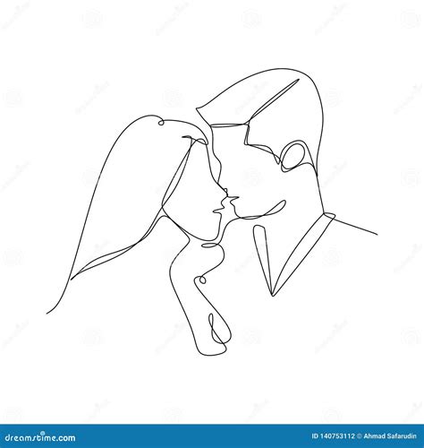 Couple in Love with Continuous One Line Drawing Vector Illustration Stock Vector - Illustration ...