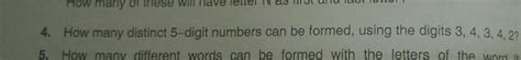 How Many Distinct 5 Digit Numbers Can Be Formed Using The Digits 3