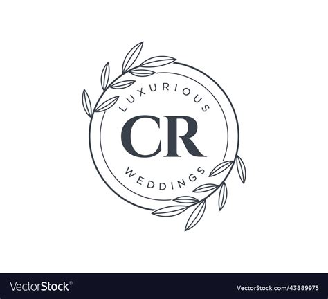Cr Initials Letter Wedding Monogram Logos Vector Image