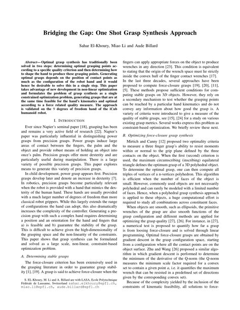 Pdf Bridging The Gap One Shot Grasp Synthesis Approach