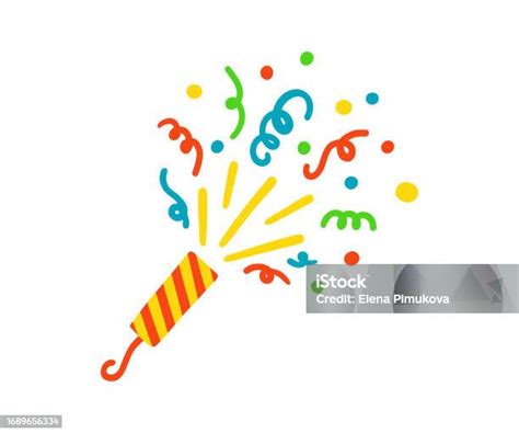 폭발하는 파티 포퍼 알록달록한 색종이 조각이 있는 크래커 축제 폭죽 아이콘입니다 터지는 리본 색종이 크리스마스 생일을 축하하기