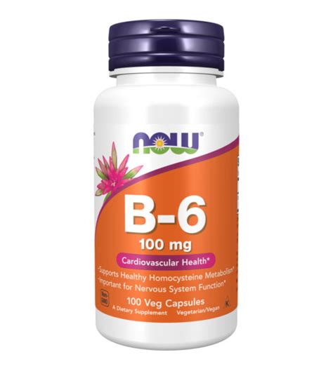 NOW Vitamin B-6 100 мг Veg Caps 100 капс купить витамины группы в в ...