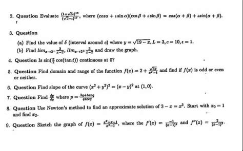 Solved 2 Question Evaluate 3−ι 17 1 3ι 10 Where