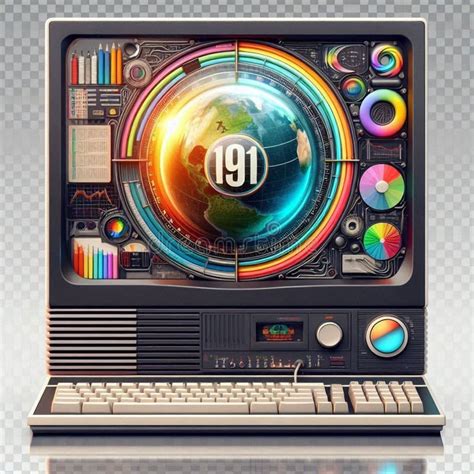 The First Generation Desktop Computer On White Background Stock Illustration Illustration Of