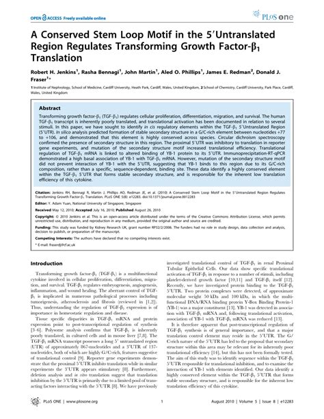 Pdf A Conserved Stem Loop Motif In The 5′untranslated Region