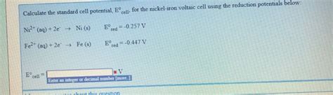 Solved Calculate The Standard Cell Potential Eo Cell For