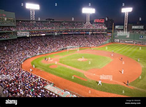 Night Baseball Game Historic Fenway Park Boston Red Sox Boston Ma Usa