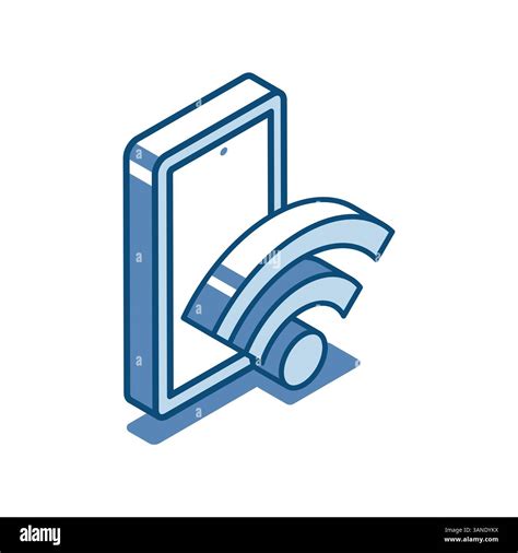 Isometric Vector Smartphone And Signal Linear Icon In Color On A White Background Wifi Zone Or