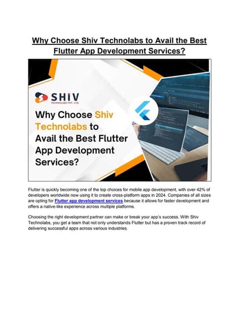 Top Reasons To Choose Shiv Technolabs For Flutter App Development Pdf