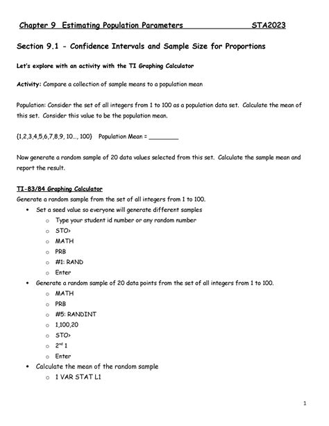 Chapter 91 Lecture Notes Chapter 9 Estimating Population Parameters Sta Section 9
