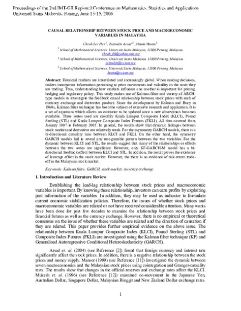 Pdf Causal Relationship Between Stock Price And Macroeconomic Variables In Malaysia
