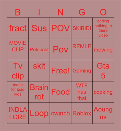 youtube bingo card