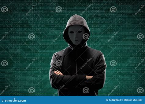 Dangerous Hacker Over Abstract Digital Background With Binary Code