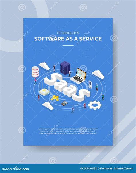 Technology Software As a Service People Standing Laptop Server Router Cloud SaaS Text for ...