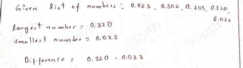 Solved What Is The Difference Between The Largest And Smallest Of The Numbers In The List