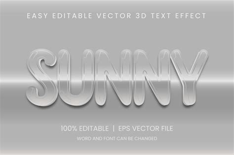 편집 가능한 만화 텍스트 효과 벡터 화창한 날 편집 가능한 3d 텍스트 효과 글꼴 프리미엄 벡터