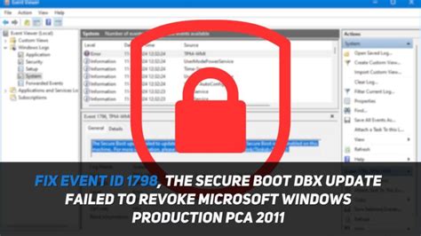 Event Id 1798 The Secure Boot Dbx Update Failed To Revoke Production Pca