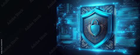 Modern Computer Network Security Technology Blue Background Cyber Technology Security Network