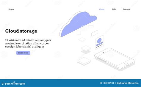 Landing Page Template Cloud Computing Modern Flat Design Isometric Concept Conceptual