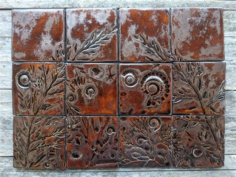 Fossil Tile Panel Rust Coloured Tiles Etsy