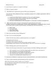 Key Concepts In Project Management Midterm II Review For MGMT Course Hero