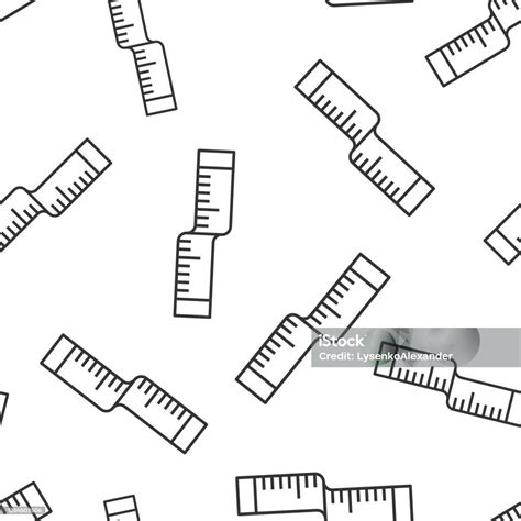 플랫 스타일로 테이프 아이콘을 측정합니다 흰색 격리 된 배경에 눈금 자 기호 벡터 그림입니다 미터 원활한 패턴 비즈니스 개념 거리가 먼에 대한 스톡 벡터 아트 및 기타