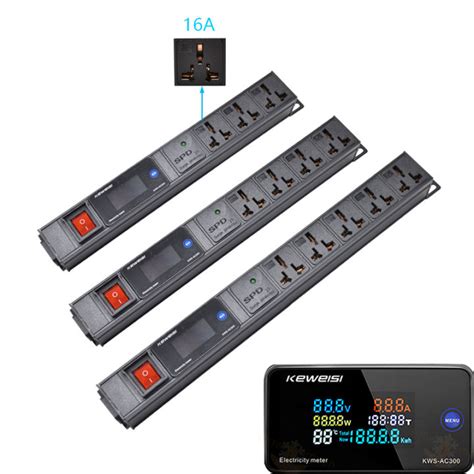 Pdu Socket Cabinet Dedicated Iec With Led Display Voltmeter Ammeter Surge Protection 16a
