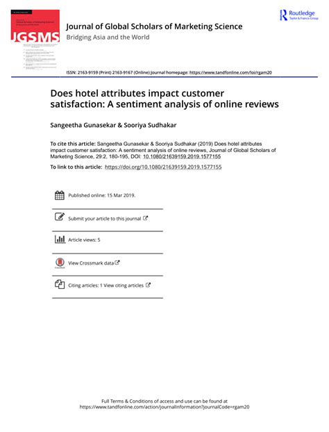Pdf Does Hotel Attributes Impact Customer Satisfaction A Sentiment