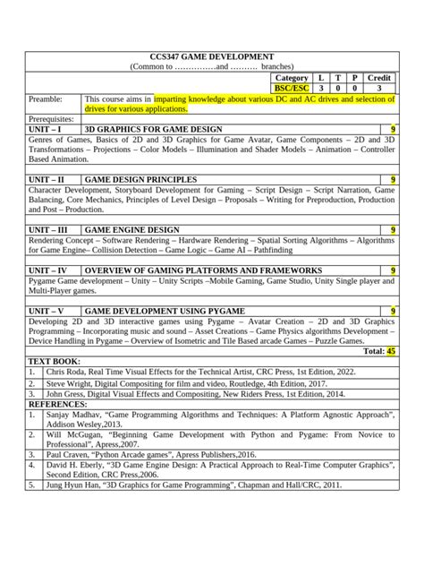 Ccs347 Game Development Pdf 3 D Computer Graphics Rendering