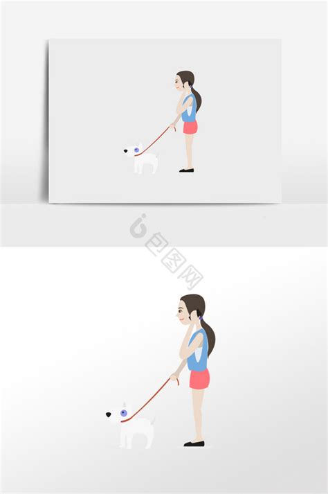 遛狗小女孩图片 遛狗小女孩素材免费下载 包图网
