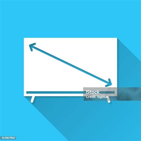 Tv 화면 크기 파란색 배경에 아이콘 긴 그림자가 있는 평면 디자인 169에 대한 스톡 벡터 아트 및 기타 이미지 169 3차원 형태 Hd 포맷 Istock