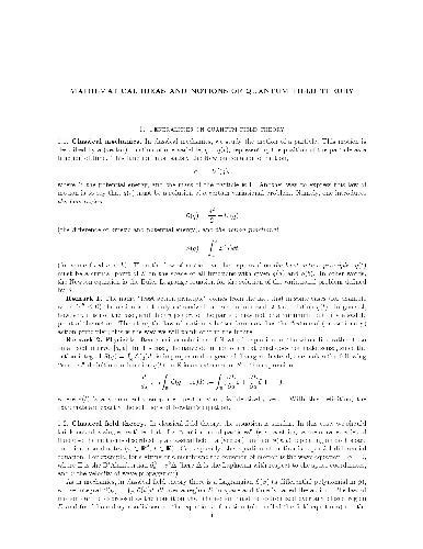 Mathematical Notions Of Quantum Field Theory Download Pdf