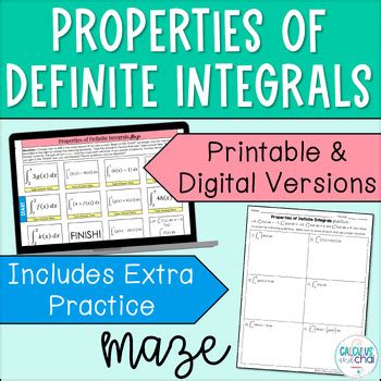 Properties Of Definite Integrals Problems By Calculus And Chai TPT