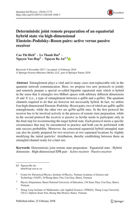 Pdf Deterministic Joint Remote Preparation Of An Equatorial Hybrid