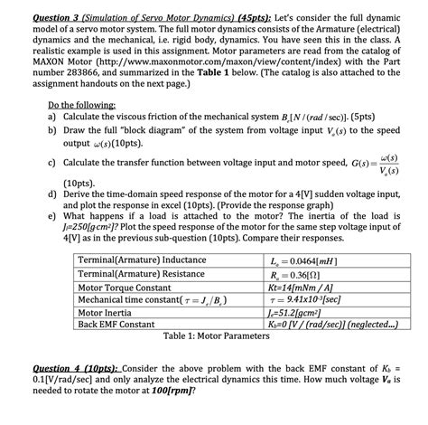 solved question 3 simulation of servo motor dynamics