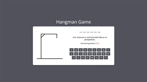 Hangman Game Using Html Css And Javascript Source Code
