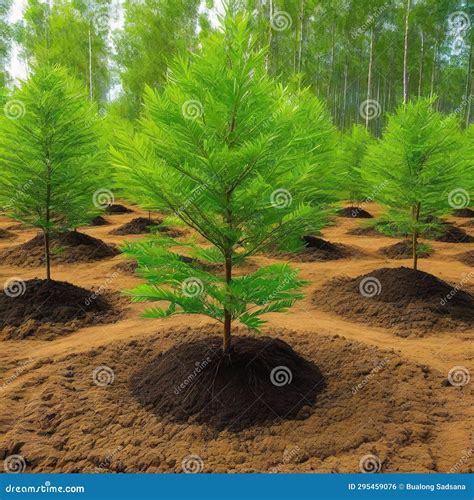 Reforestation Tree Planting Environmental Stock Illustration