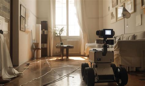 Cinematic Documentary Photography Of An Arduino Robot In Environment Premium Ai Generated Image