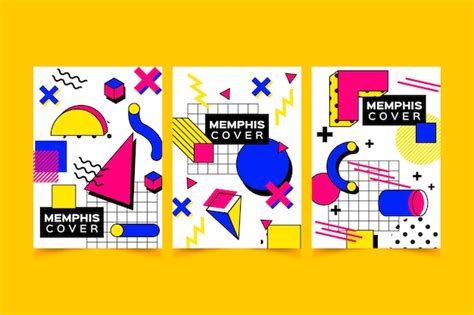 멤피스 디자인 커버 컬렉션 무료 벡터